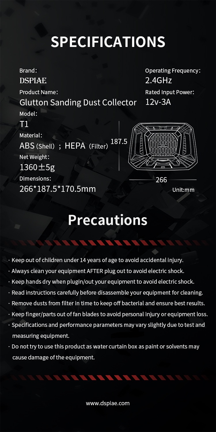 DSPIAE T1 Pro Clutton Sanding Dust Collector Military Model Making Tool ...