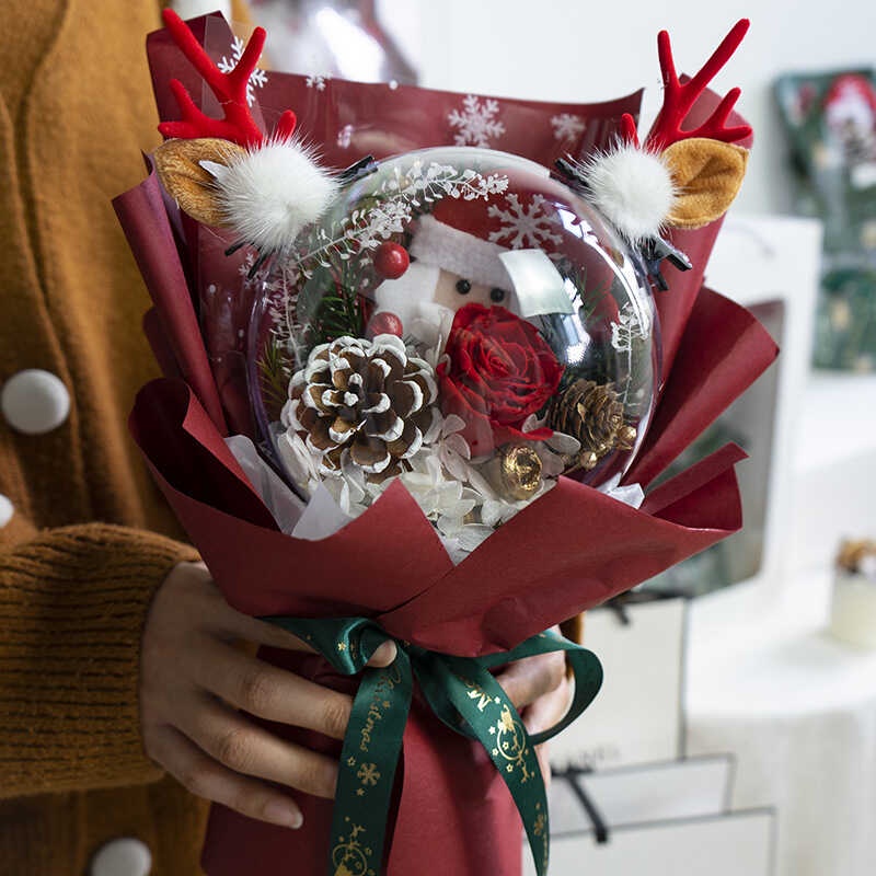 MM Hot balloons preserved flower bouquet bobo ball box Christmas gift ...