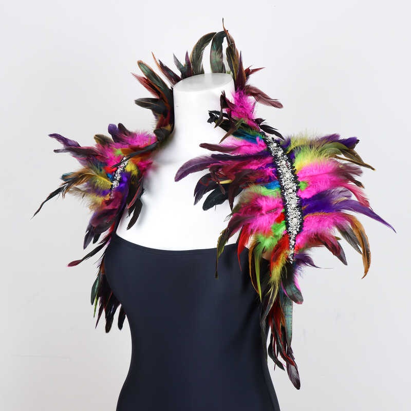 Feather Cloak Women Victorian Shoulder Armor Cape Punk Shawl Clown ...