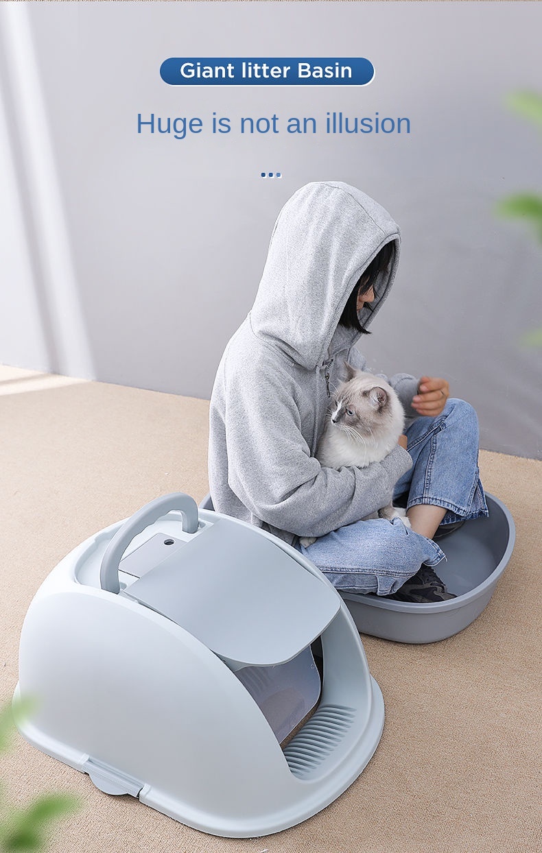 Litter Box Fully Enclosed Splash-Proof Maine Fat Cat Toilet Extra Large ...