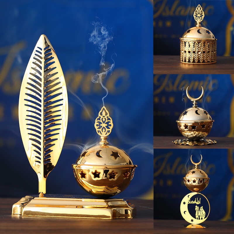 Arab Ramadan Crescent Incense Burner Stove Tealight Candle Metal Tray ...