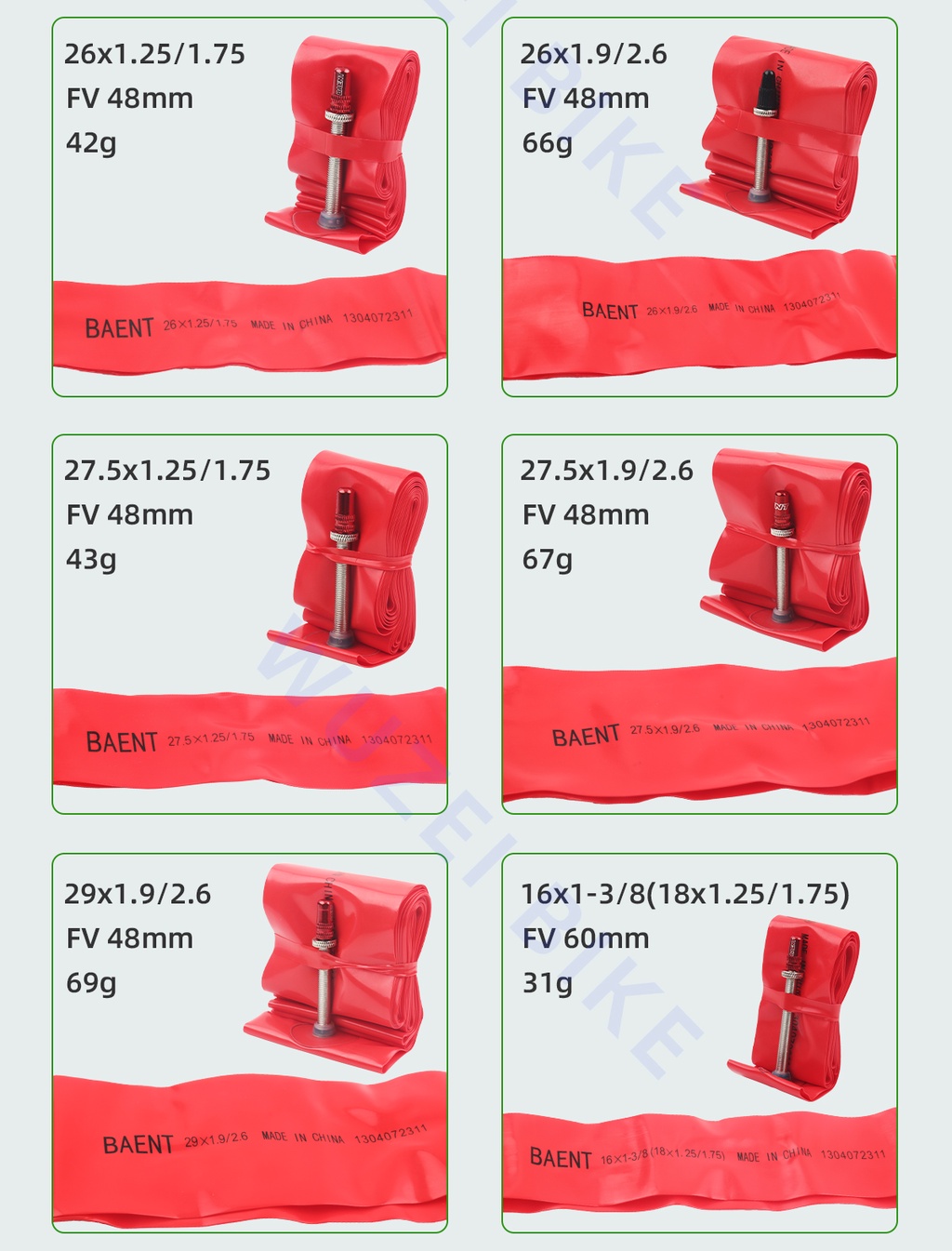 BAENT Ultralight Bike Inner Tube 700x23C/28C/20X1.0/20X1-1/8 MTB/Road ...