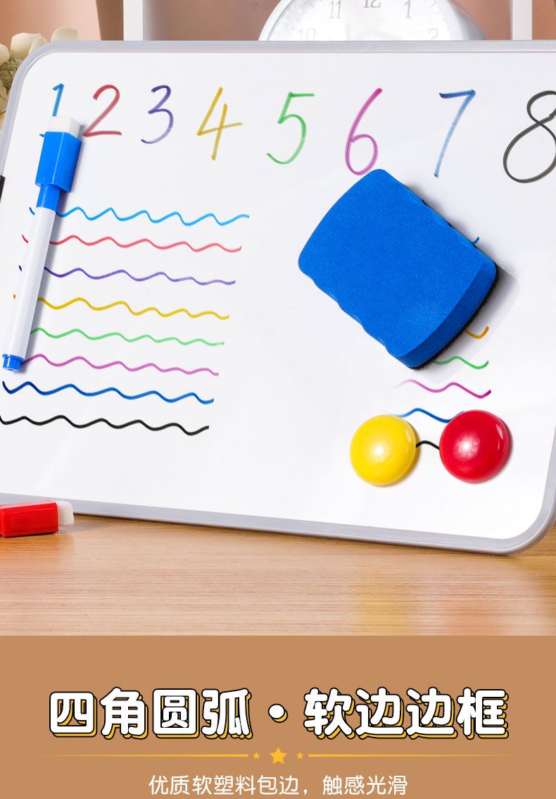 Double-sided magnetic small whiteboard, erasable children's drawing ...