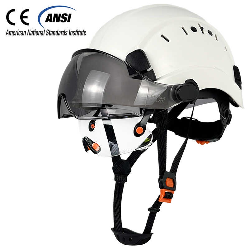 CE Construction Safety Helmet With Visor Built In Goggles For Engineer ...