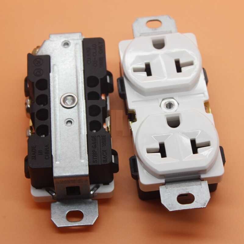 White 20A American dual socket, double T-shaped American standard six ...