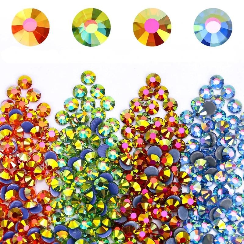 1440pcs Shimmer AB Hot Fix Rhinestone Crystal Super Glitter Strass Iron ...