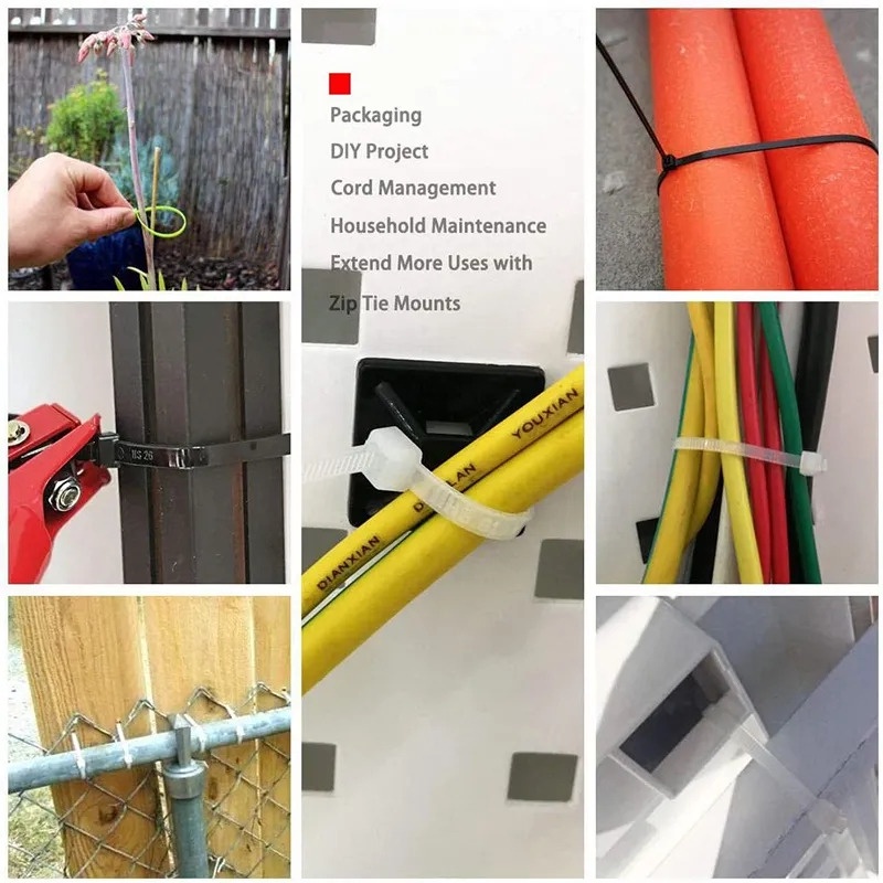 100 Pcs Label Cable Ties Fixed Cable Tie / Self Locking Loop Wrap ...