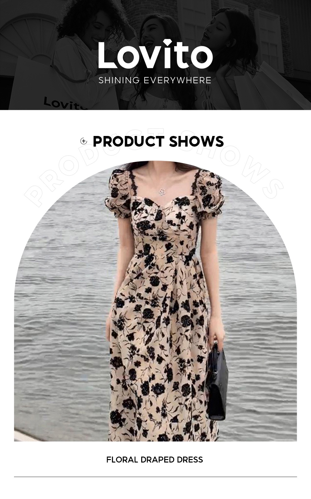 Lovito Casual Floral Draped Halter Short Sleeves Midi Dress for Women LNA13006 | Shopee Philippines