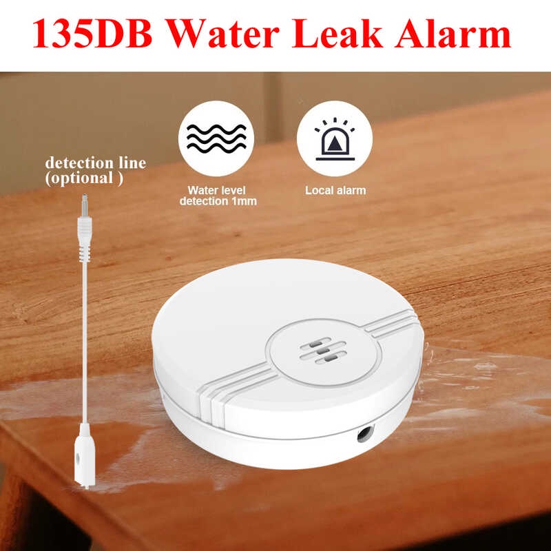 Double detection Water Sensor 135dB Alarm Water Leak Detector Alert ...