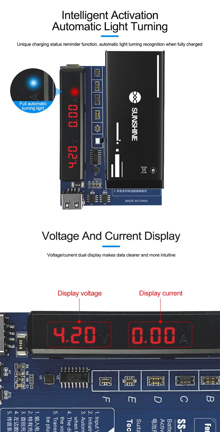 SUNSHINE SS-904B Battery Activation Board Intelligent Anti-burn For ...