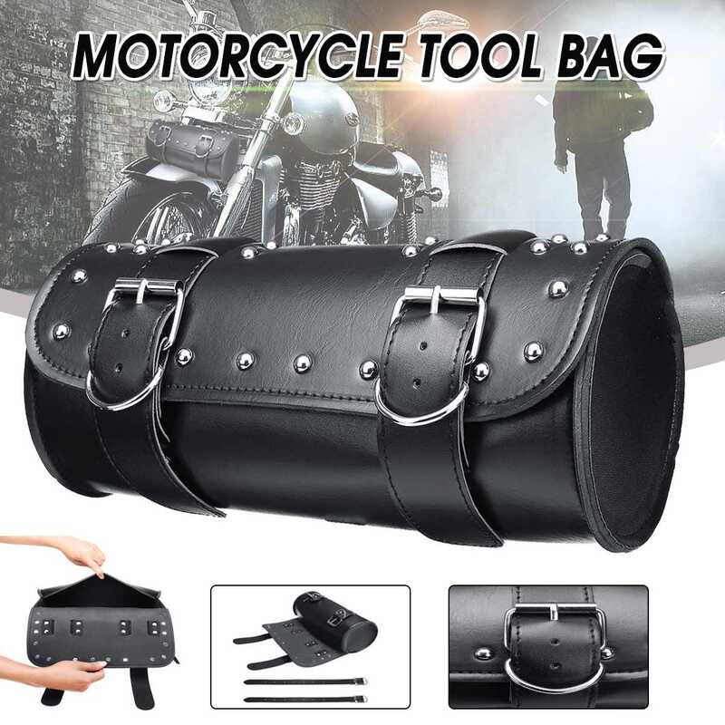 Universal Front Motorcycle Saddlebags Tool Pouch Lage Leather Storage ...