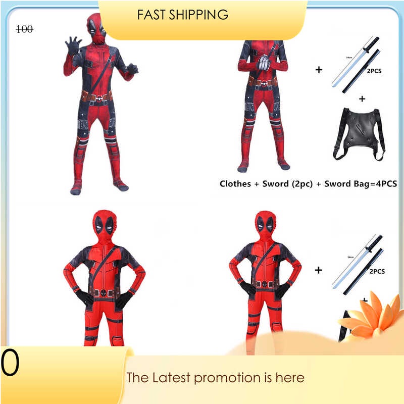 Superhero movie characters Deadpool tights dagger toy set Halloween ...