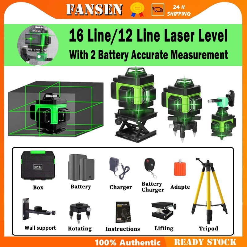 16 Line Laser Level For Construction Laser Level Tools 4D Green Light ...