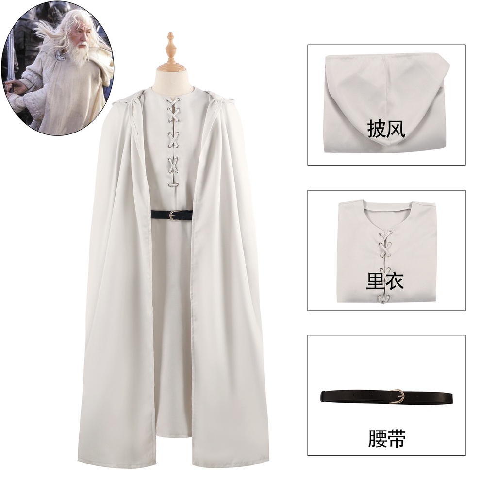 Hobbit Lord of the Rings Cos Costume White Gandalf Cosplay Halloween ...