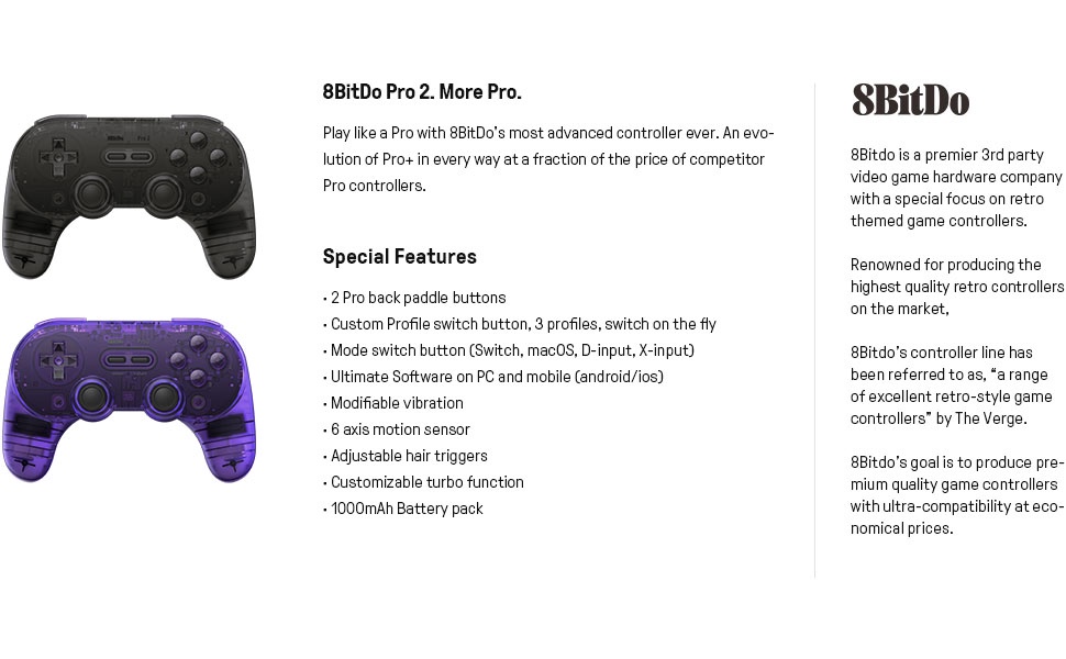 8Bitdo Pro 2 Special Edition Bluetooth Controller Wireless Joystick ...