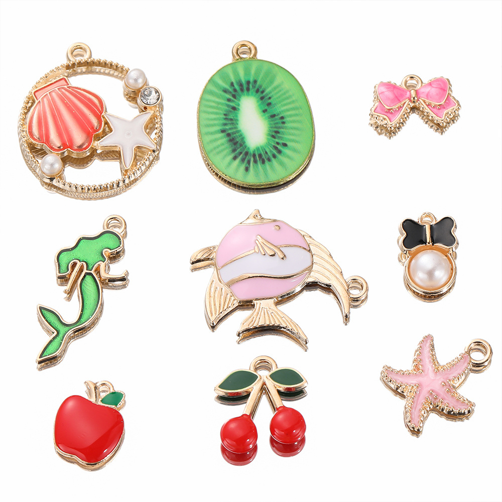 St. kunkka 10Pcs Alloy Oil Drip Pendant Random Mixed Color Fashion ...