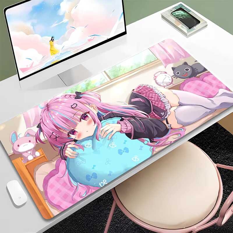 Minato Aqua Hololive Anime Mousepad Edge Locking Keyboard Desk Mat PC ...