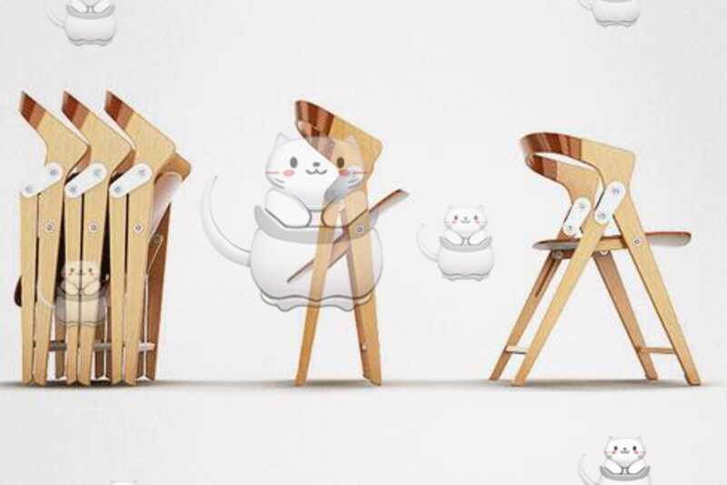 Folding solid wood chairs, stools, seats, rhinoceros modeling Rhino/C4D ...