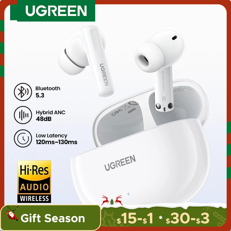 UGREEN HiTune T6 ANC TWS Wireless Earbuds Active Noise Cancellation Hi-Res LDAC Bluetooth 5.3 E ...