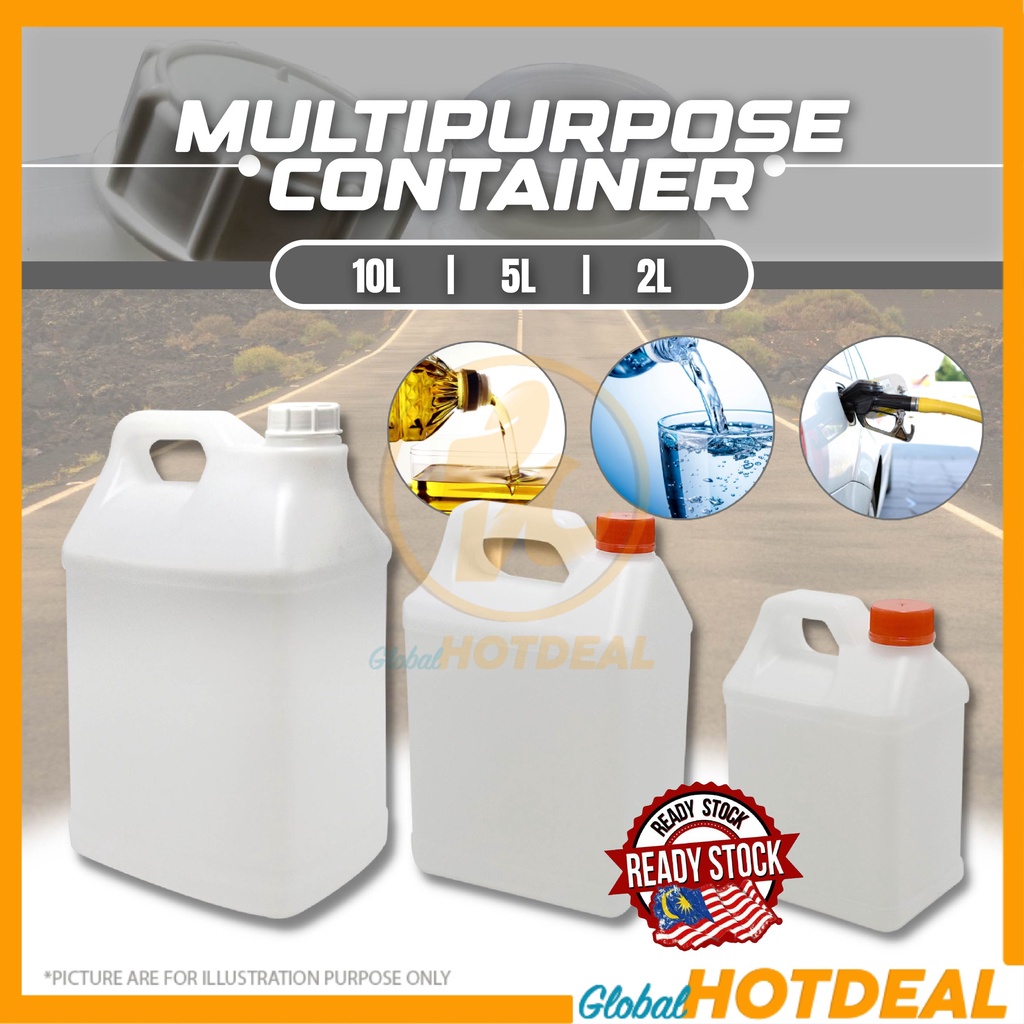 (2L /5L/ 10L) HDPE Clear Plastic Bottle Tank Lid Storage Containers Tong Air Jerry Can Tong Drum ...