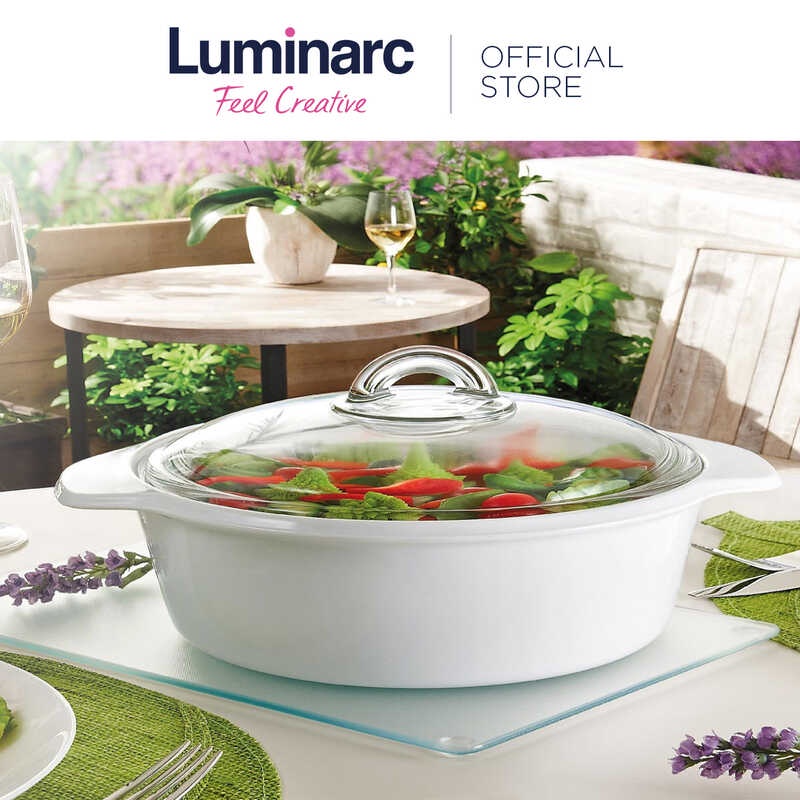 Luminarc 3.5L Vitro White Casserole Direct to fire gas or stove, oven ...