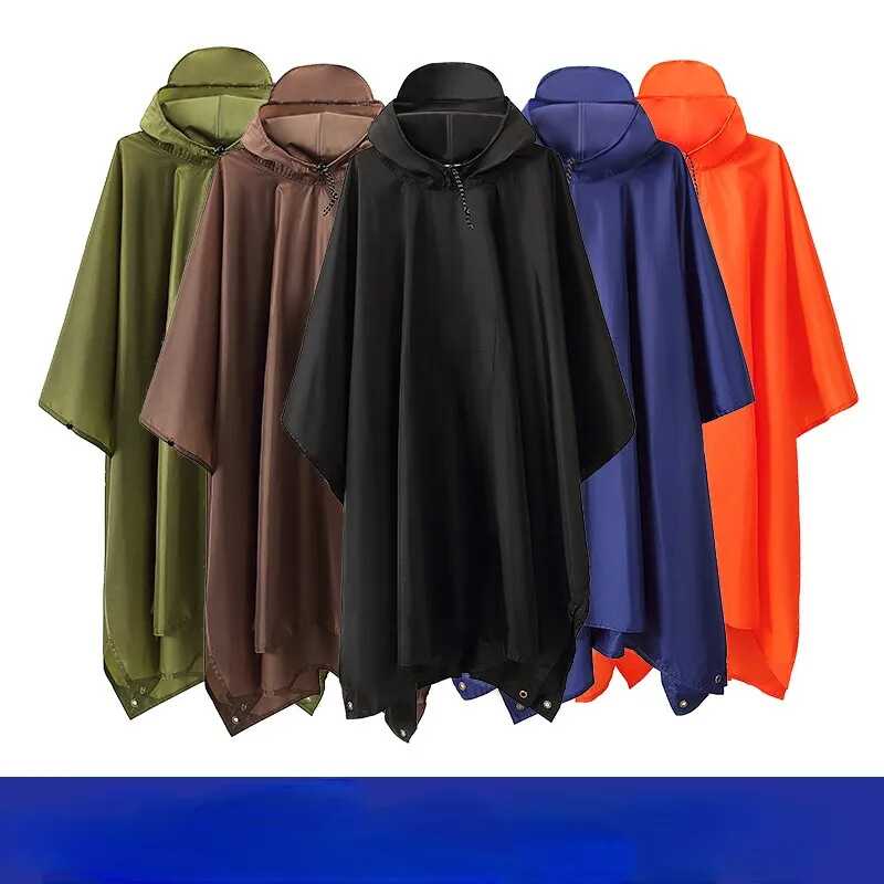 sa isang Hooded Rain Poncho Waterproof Raincoat Jacket para sa mga ...