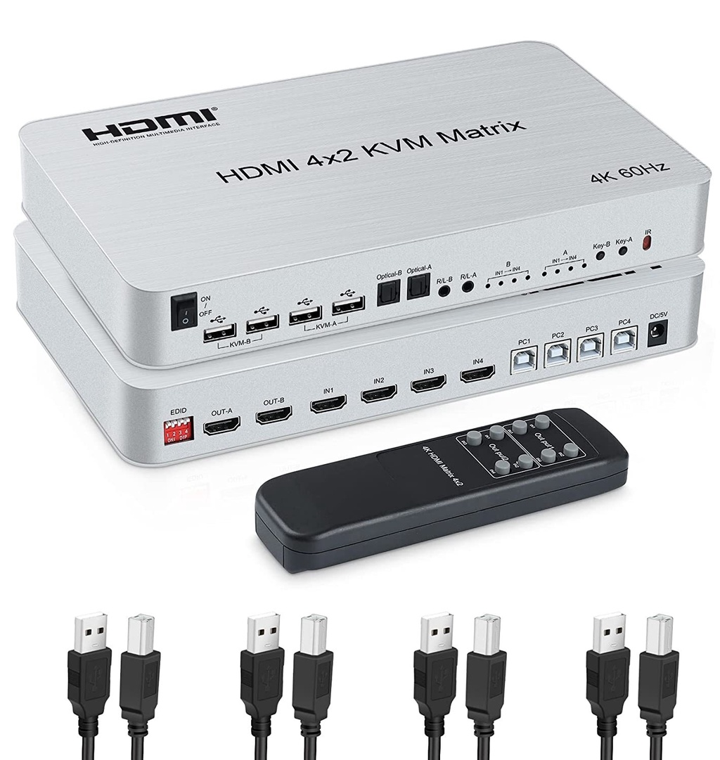 4K HDMI KVM Matrix Switch 4x2 Matrix HDMI KVM Switch Splitter 4 In 2 ... 4K HDMI KVM Matrix Switch 4x2 Matrix HDMI KVM Switch Splitter 4 In 2 ...