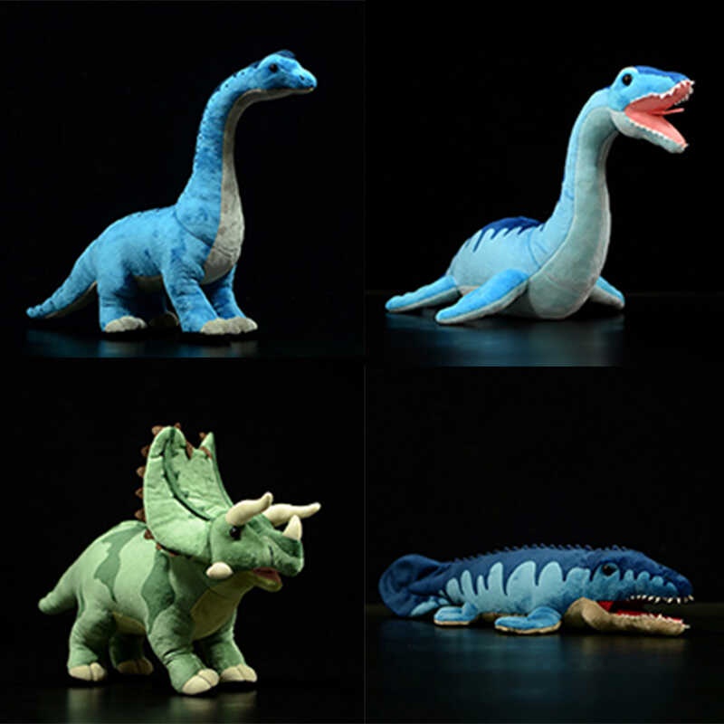 Soft Dinosaur Plush Toys Realistic Mosasaur Pentaceratops Plesiosaur ...