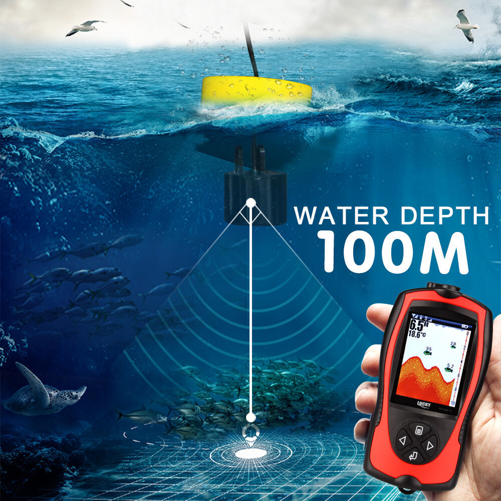 LUCKY FF1108-1CT Portable Finder 100M/300FT Depth Alarm Fish Detector ...