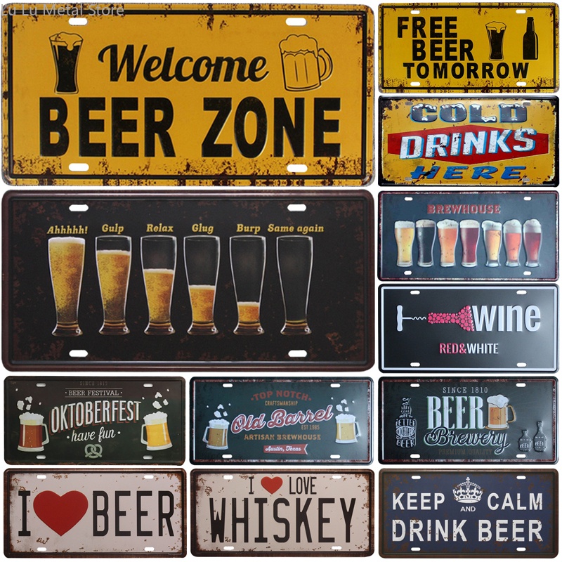 Welcome Beer Zone Cold Beer Signs Front Door Bar Pub Cafe Wall Decor ...
