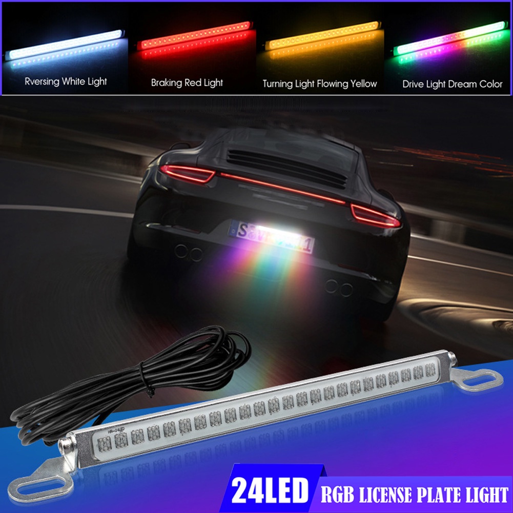 Universal RGB 24 LED License Plate Back Up Reverse Brake Light Bar Rear ...