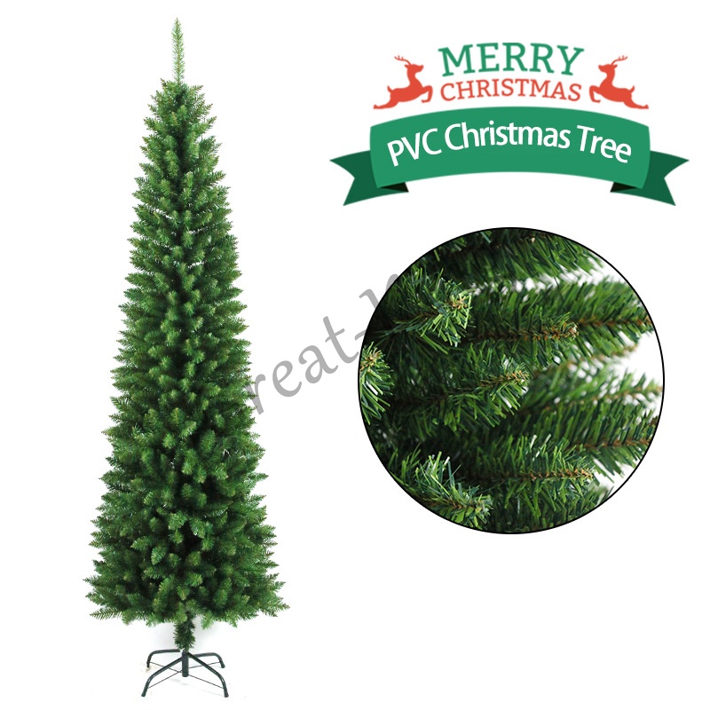 Green Pointed Christmas Tree Slender Slim Pen Tree PVC Simulation ...