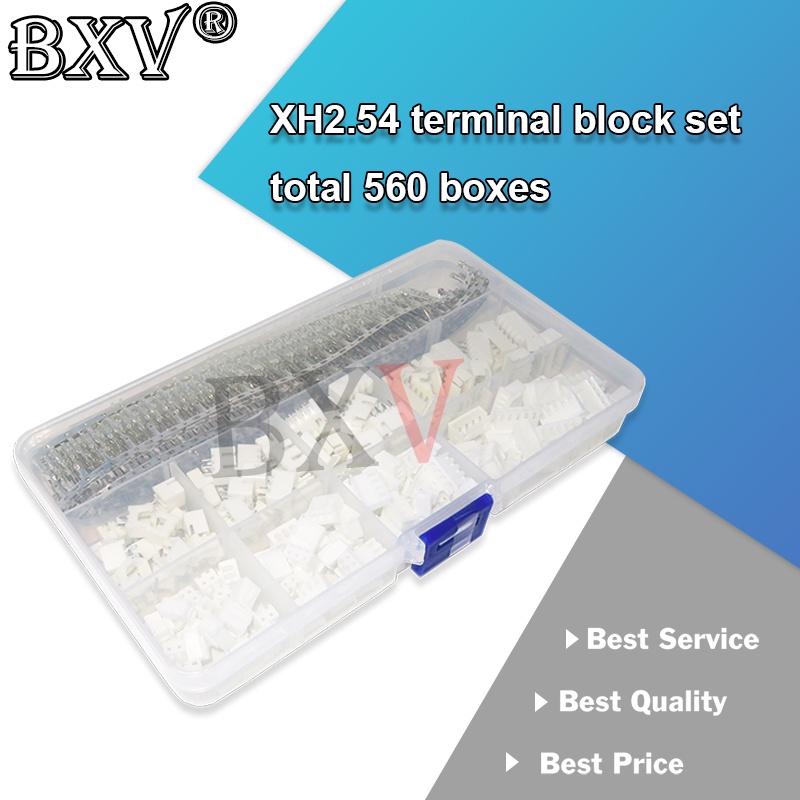 560PCS XH2.54 Pitch Terminal Kit 2P 3P 4P 5 Pin 2.54mm / Housing / Pin Header JST Connector Wire ...