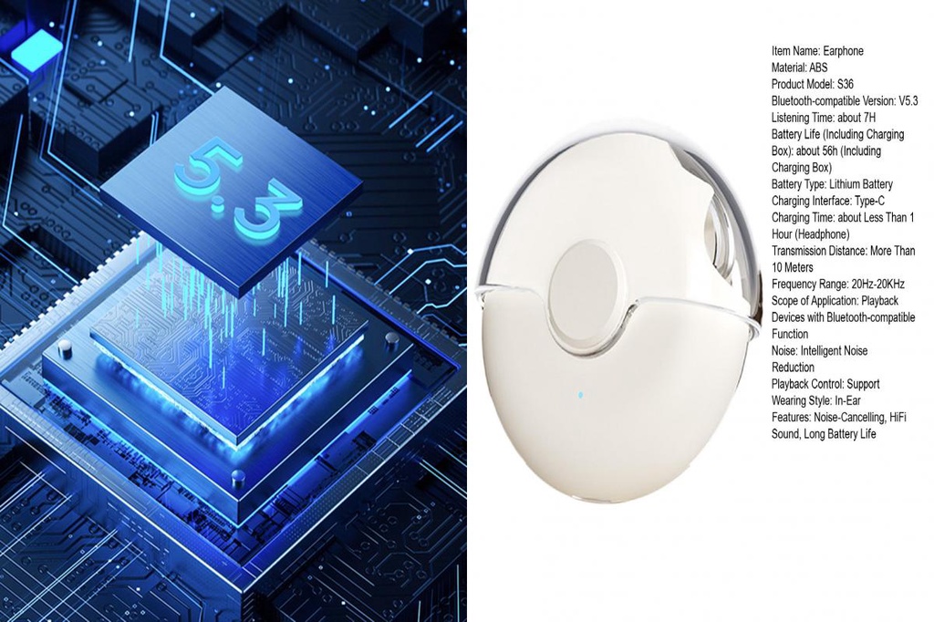 COOD Noise-canceling Earphone Non-clip Type Earphone Wireless Bluetooth ...