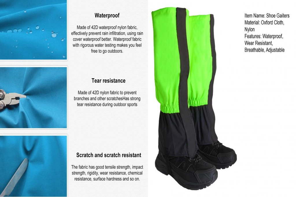 Boots Leg Gaiters Adjustable Waterproof Snow Boot Leg Gaiters for ...
