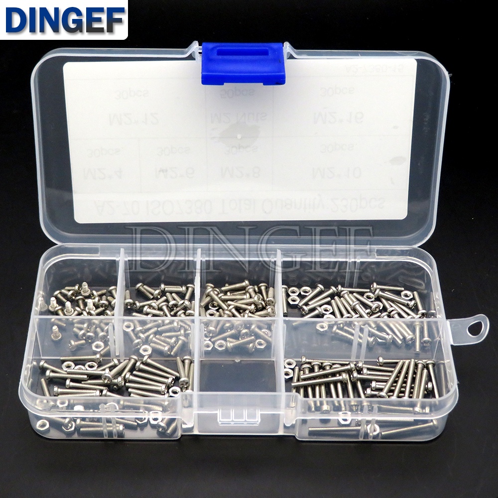 230pcs M2 Phillips Screws Nuts Bolts 304 Stainless Steel Button Head ...