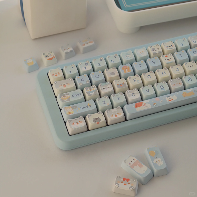 Animal Crossing Keycaps Cat Ear MAO Profile PBT Key Caps Five-Sides ...