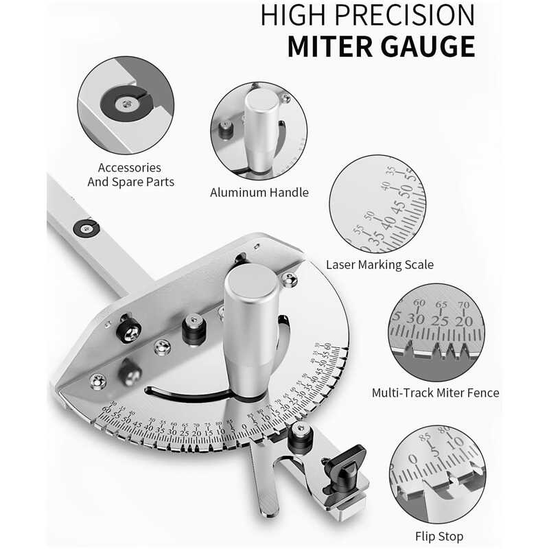 Universal /Route Miter Gauge Sawing Assembly Ruler With 27 Angle Stops ...