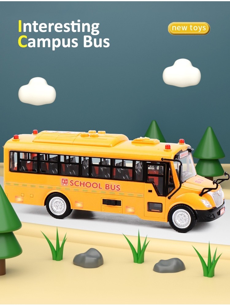 Big Size Simulation School Bus Toys Inertial Vehicle Diecast Model With ...
