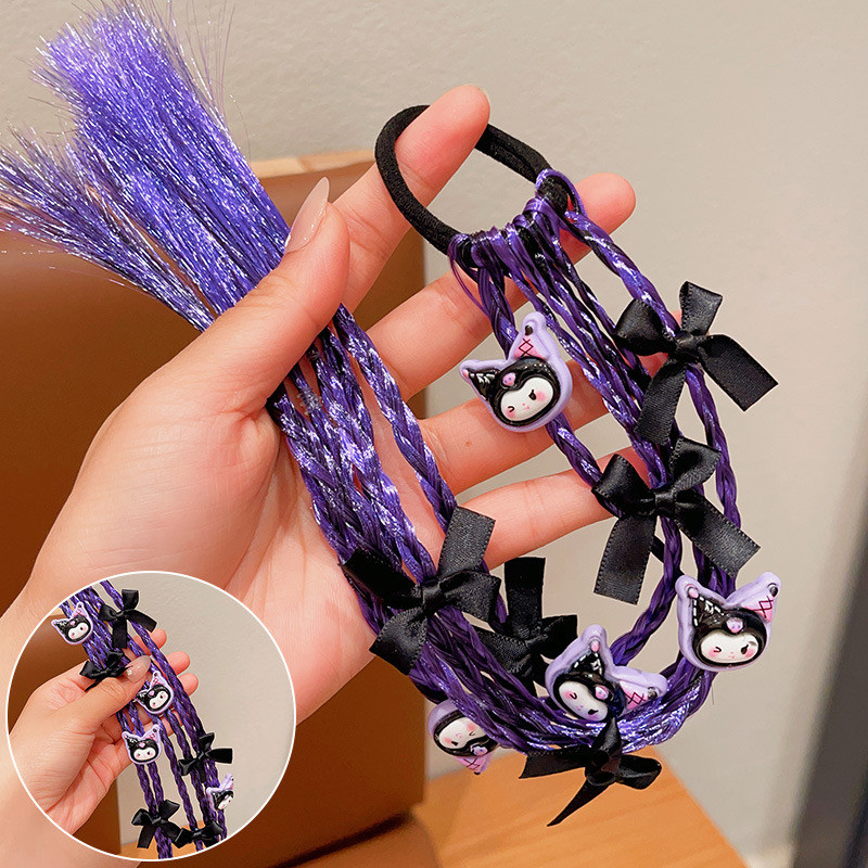 Someday Girls Lovely Sweet And Cool Kuromi Wig Braid Hair Ropes Elastic ...