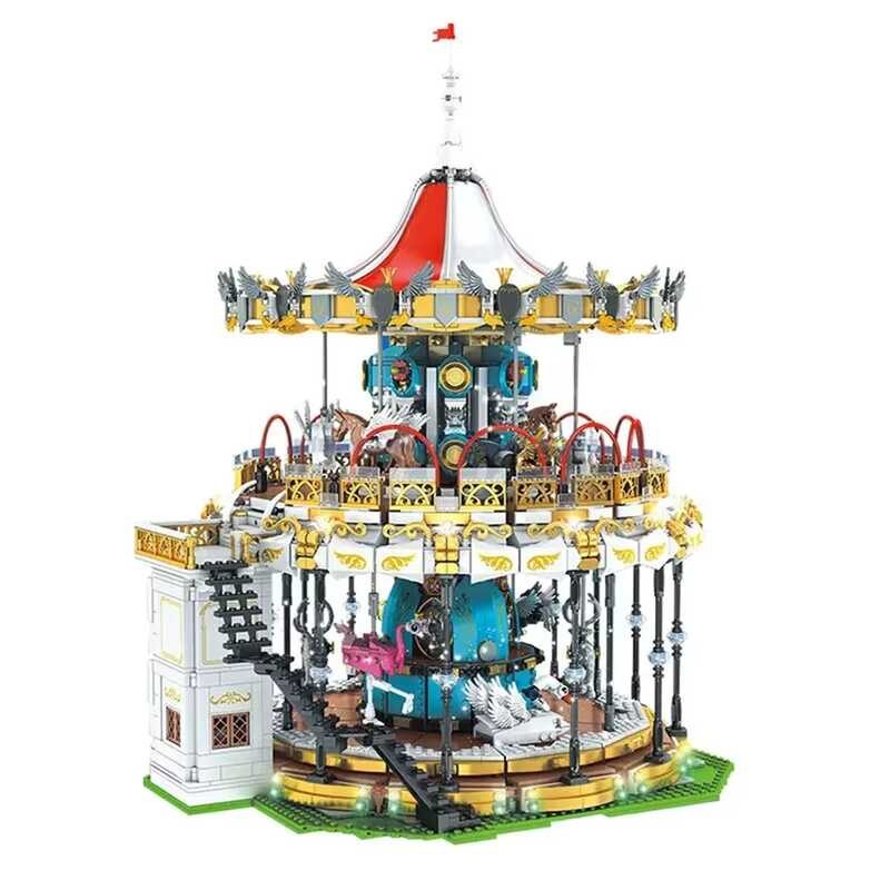 MOC 11011 Amusement Park Carousel With Motor Building Blocks Set ...