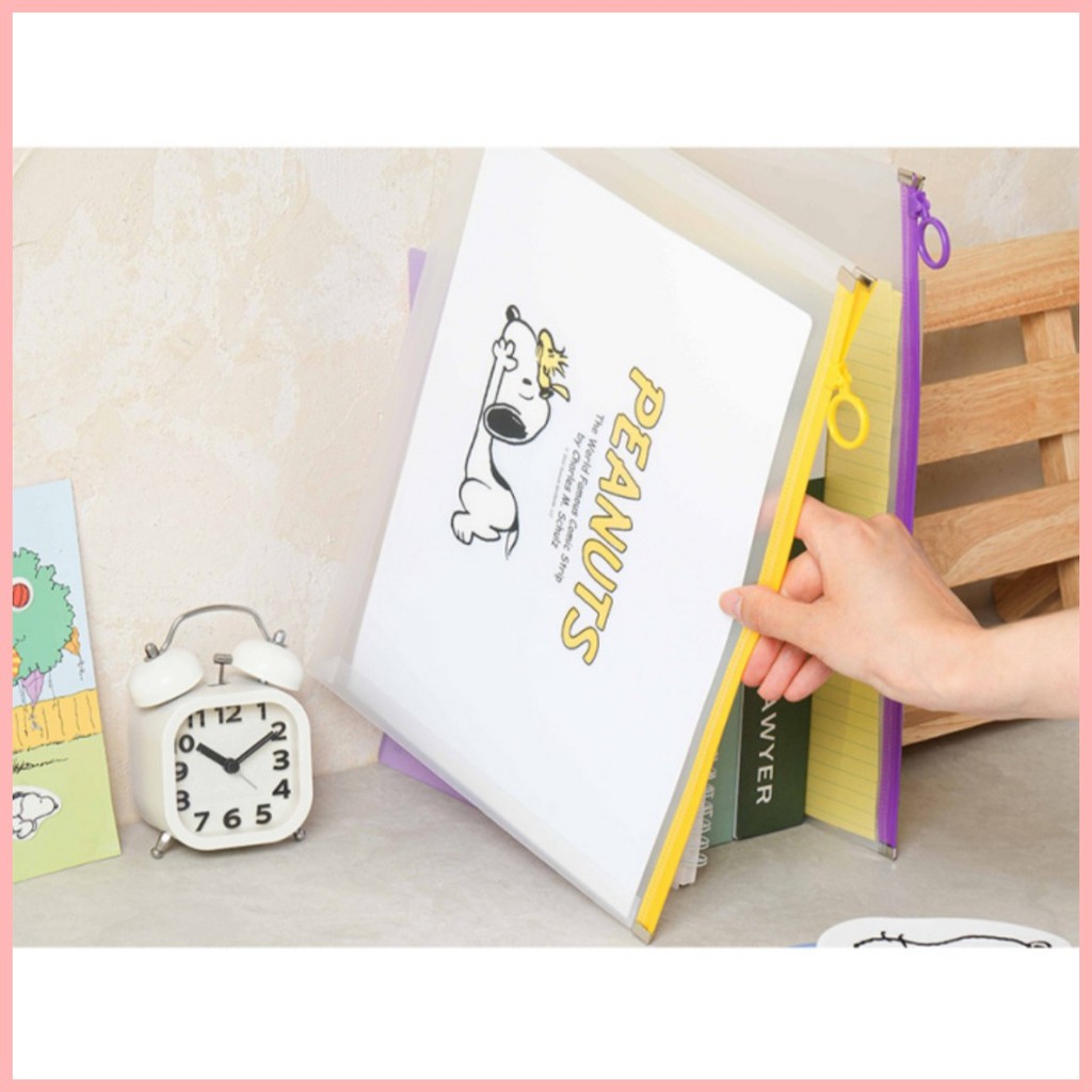 DAISO KOREA - Peanut Snoopy Zip Bag File (A4) | Shopee Philippines