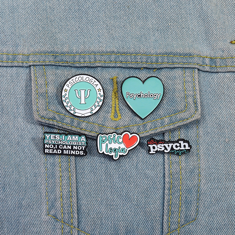 Psychology Mental Health Enamel Pins Psych Major Brooches Red Heart ...