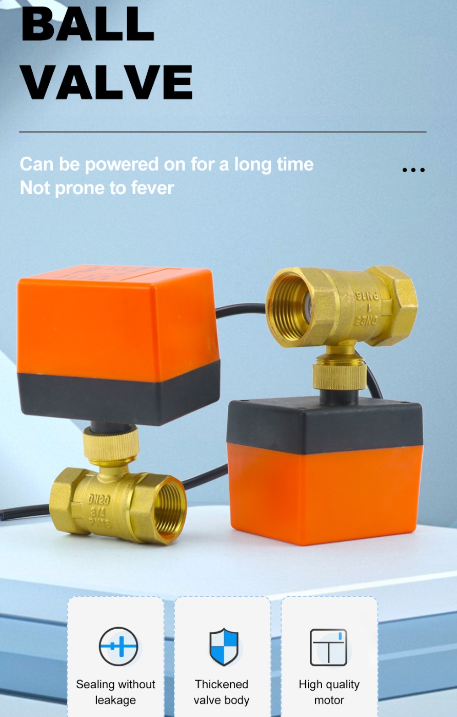 1/2" 3/4" 1" Brass 2-way Motorized Ball Valve DN15/DN20/DN25 Three-Wire two-control Electric ...