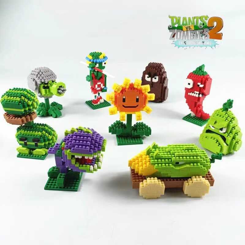 15 Styles Plants VS Zombies Blocks Small Cartoon Mini Building Block ...
