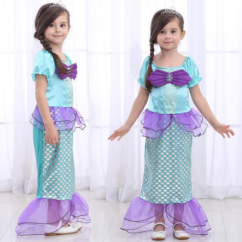 3Colors Little Mermaid Princess Ariel Purple Dress For Kids Girl ...