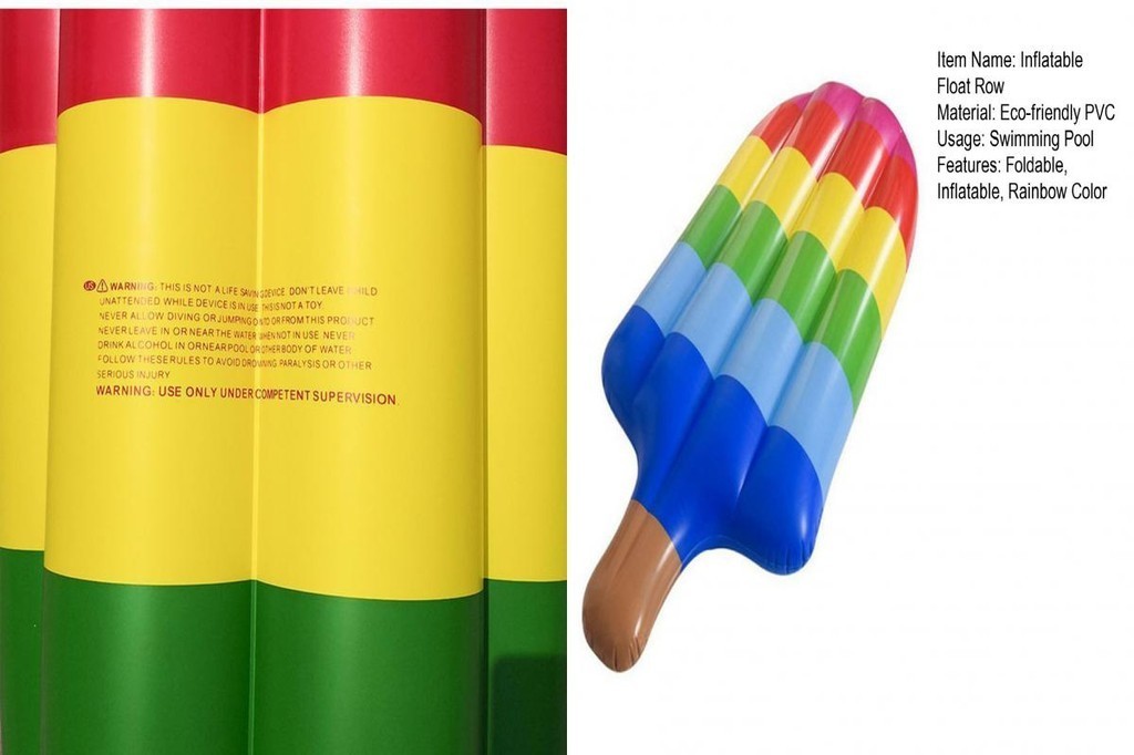 Inflatable Float Row Foldable Pool Float Rainbow Ice Cream Pool Float ...