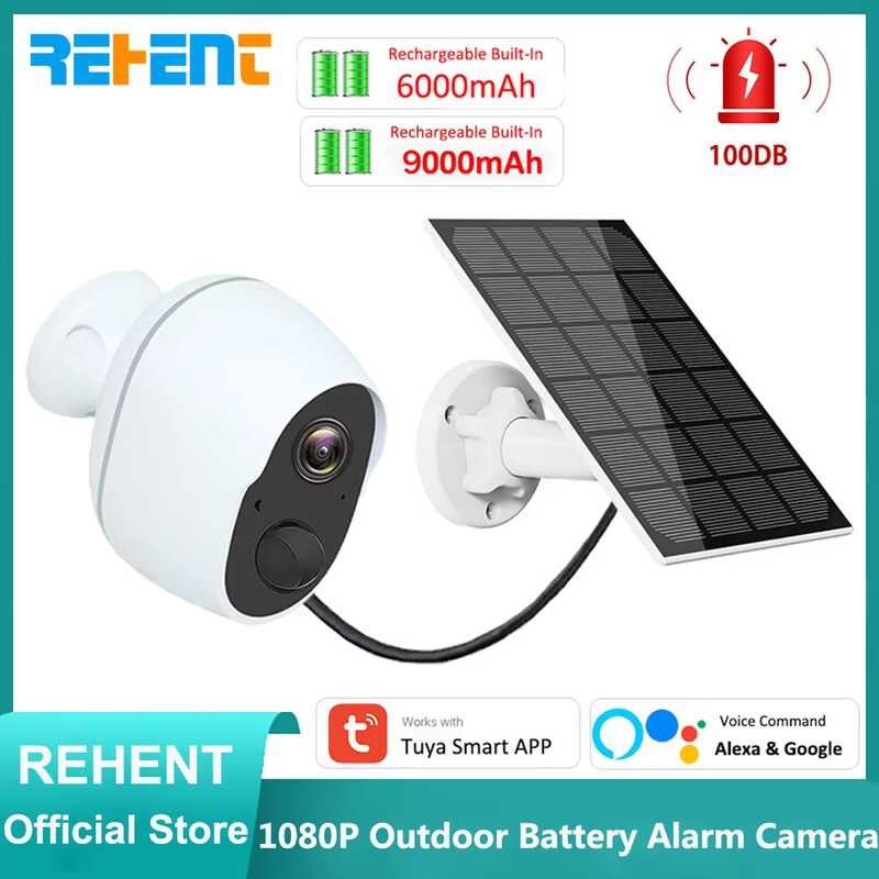 REHENT 1080P Tuya Outdoor Battery Solar Camera Wireless Security ...