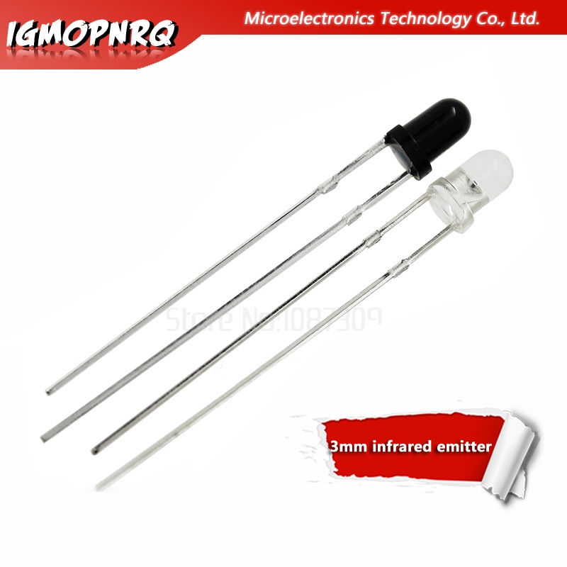 50pairs 3mm 940nm LEDs infrared emitter and IR receiver diodes EACH ...