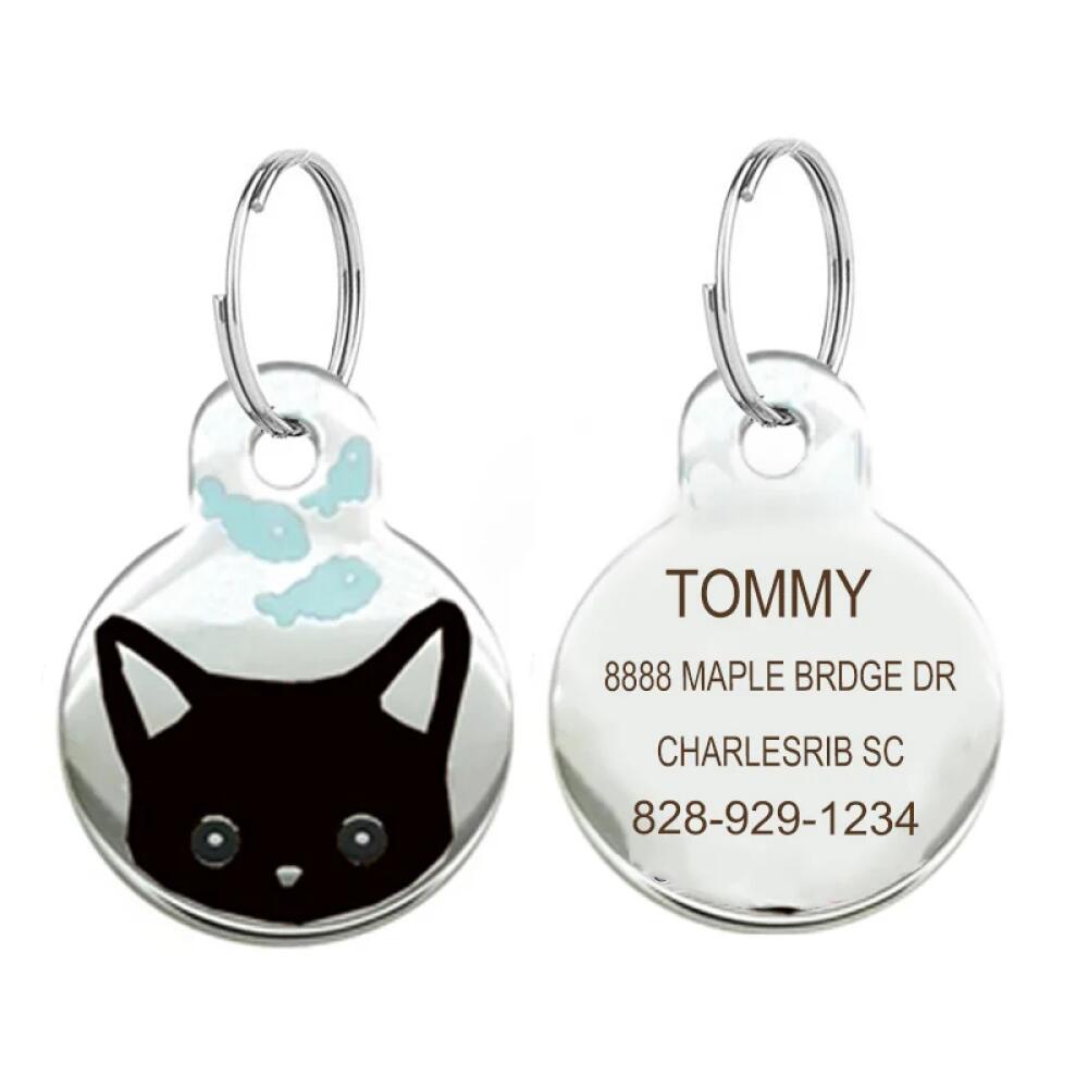 Custom Cat ID Tag Unti-lost Personalized Name Number Address Engraved ...